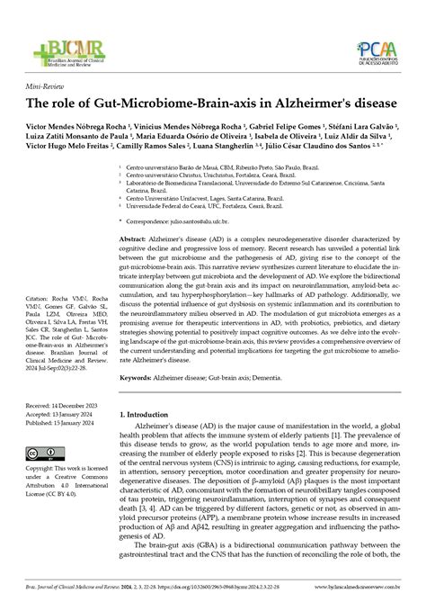 The Role Of Gut Microbiome Brain Axis In Alzheirmers Disease