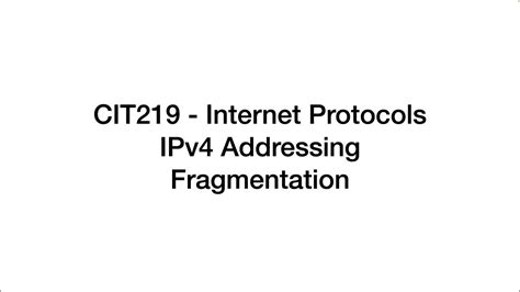 14 Ipv4 Addressing Fragmentation Youtube