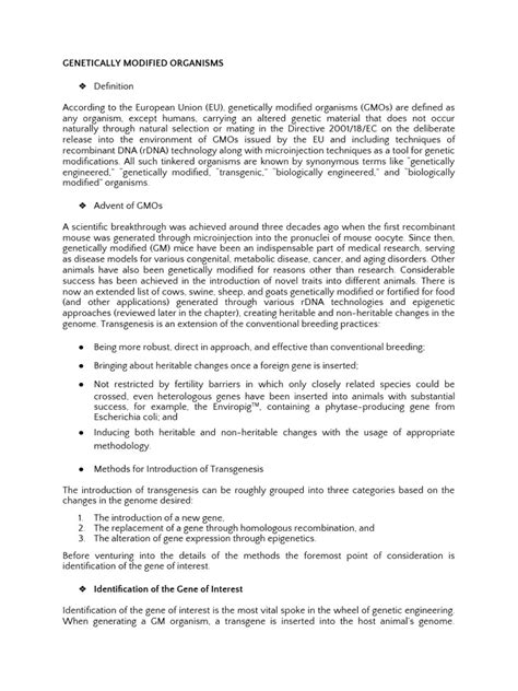 Gmo And Methods 1 Pdf Genetically Modified Organism Genetic Engineering