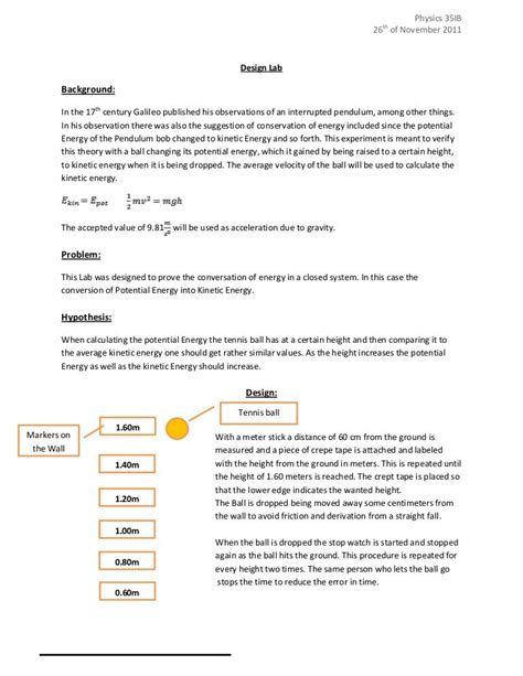 Ib Physics Sl Design Lab
