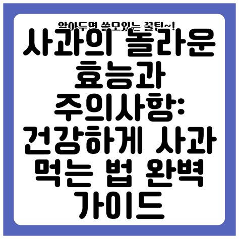 사과의 놀라운 효능과 주의사항 건강하게 사과 먹는 법 완벽 가이드