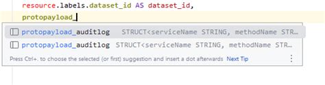 Bigquery Intellisense For Fields Enters Fully Qualified Name But