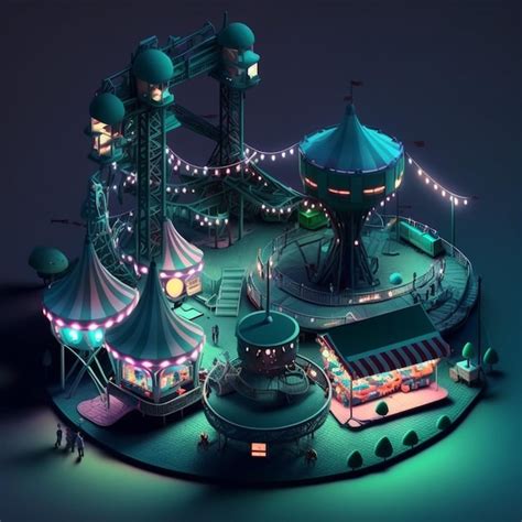 Premium Ai Image A Close Up Of A Carnival With A Carousel And A