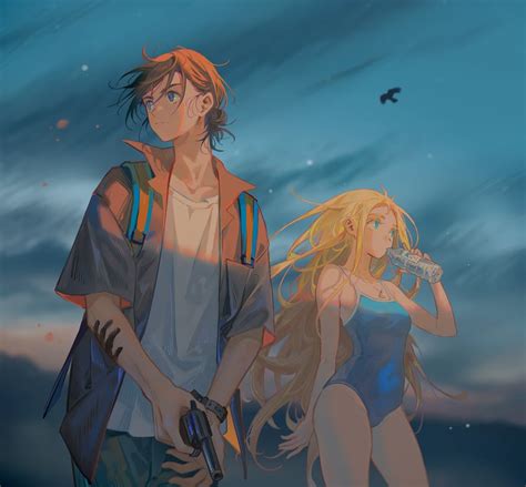 Kofune Ushio And Ajiro Shinpei Summertime Render Drawn By Tidsean