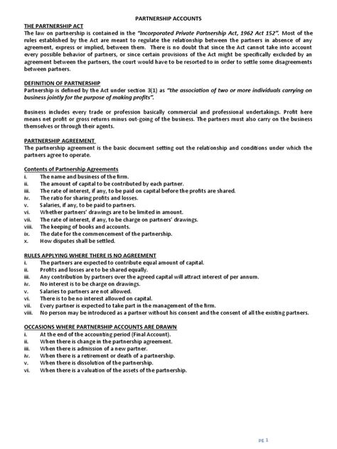 Partnership Lecture Handout With Illustration Pdf Partnership