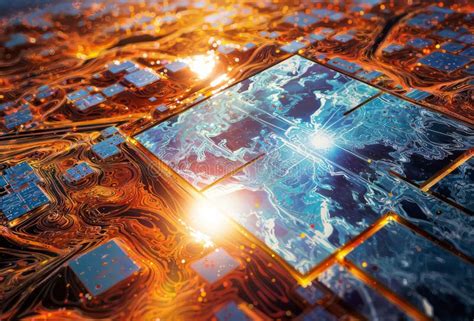 Abstract Technology Concept With Circuit Board And Sun Rays 3d Rendering Generative Ai Stock