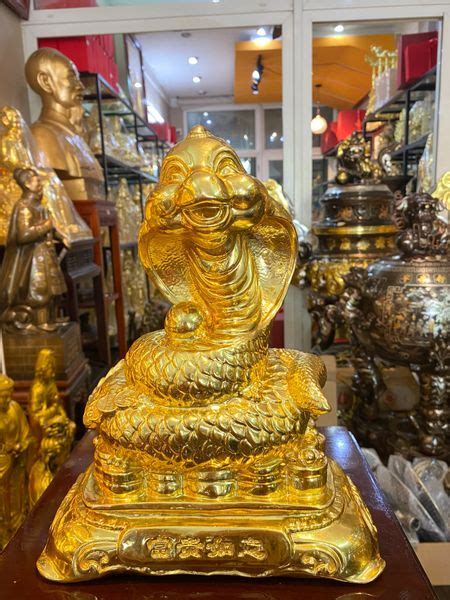Tượng Rắn Mạ Vàng Bằng đồng Dát Vàng 24k Đồng Phong Thủy