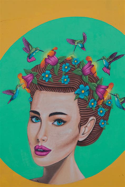 Безкоштовна картинка Барвистий графіті портрет красивої дівчини з