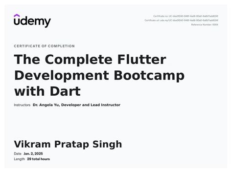 Flutter Dart Certification Mobiledevelopment Learningneverstops Vikram Pratap Singh