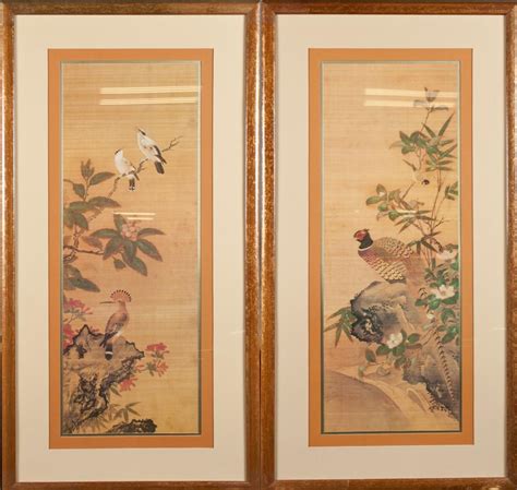 Pr Of Japanese Framed Bird Prints