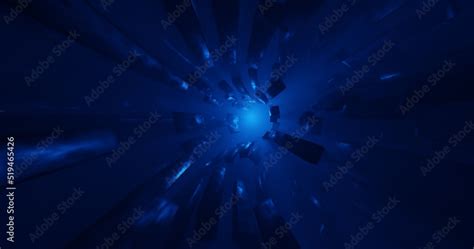 Abstract Design Using Cube Shape Elements With Glowing Blue Light Which Has A Cinematic And Sci