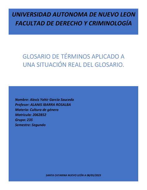 Glosario De T Rminos Aplicado A Una Situaci N Real Del Glosario