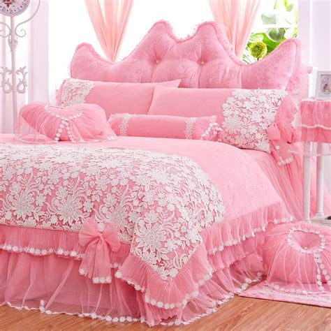 870us 40 Offpink Cotton Satin Luxury Korean Princess Lace Bedding