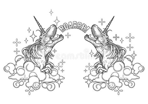 Tiranosaurio Gráfico Con El Cuerno Y La Melena Del Unicornio
