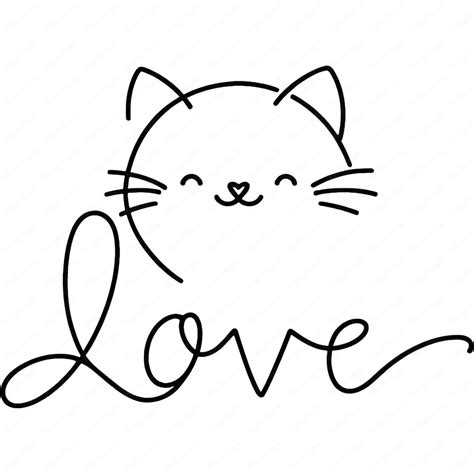 Love Cat Clipart Minimalist Single Line Cat Clipart Bundle 10 High Quality Designs Love