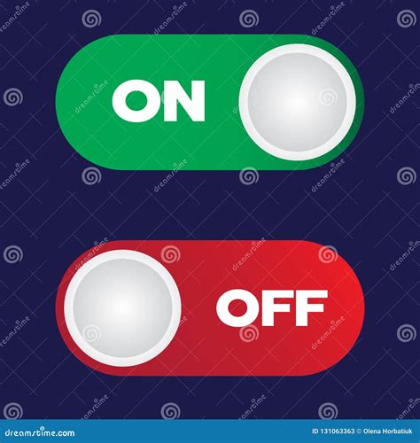 On And Off Toggle Switch Button Red And Green Stock Vector