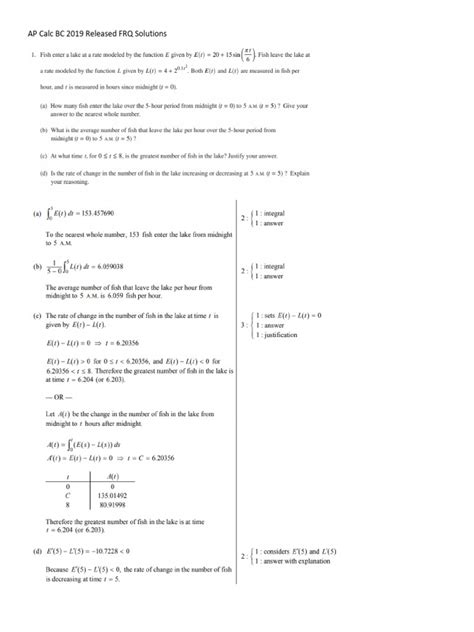 Ap Calc Bc 2019 Released Frq Solutions Pdf