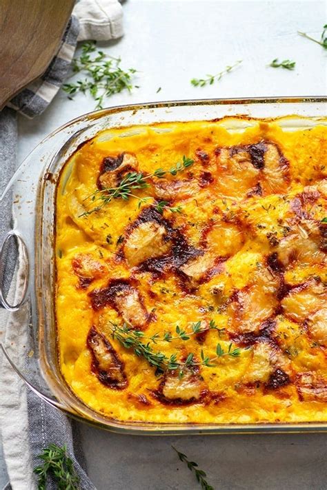 Roasted Garlic Butternut Squash Scalloped Potatoes