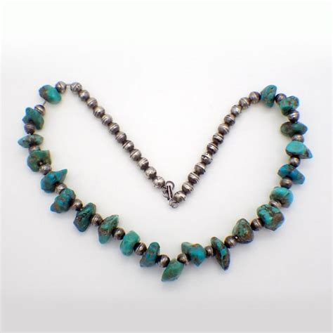 Navajo Chunky Turquoise Silver Bead Necklace Sterling Gem