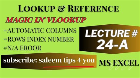 Vlookup Triks Automatic Columns Rows Index Number Na Eroor Youtube