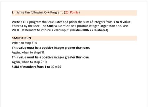 Solved E Write The Following C Program 20 Points Write