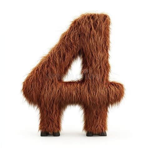 A Furry Number Four Character With A Playful Design Stock Illustration