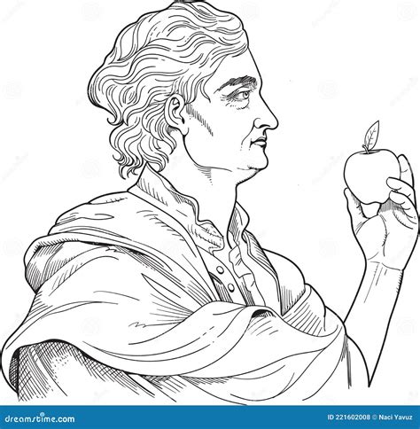 Isaac Newton Cartoon Style Portrait Vector Illustration Cartoondealer