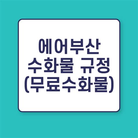 에어부산 무료수화물 규정에 대해서 알아보자 초과수화물규정 기내반입 가능 물품