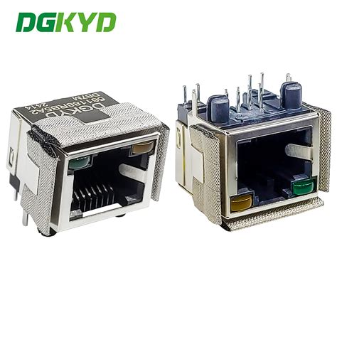 Rj45 Straight Connector 8p8c With Light Strip Shielding 50u Modular Socket Rj45 Interface