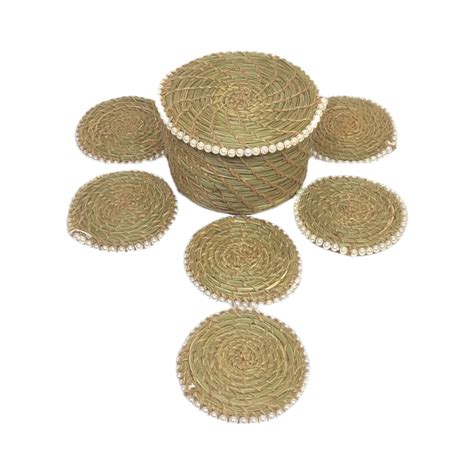 Natural Sabai Sea Kauna Grass Handicrafts Coaster Set At Rs 349piece