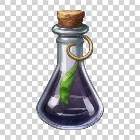 Premium Psd Potion Bottle With Magic Elixir Cartoon Glass Flask With Colorful Glowing Liquid