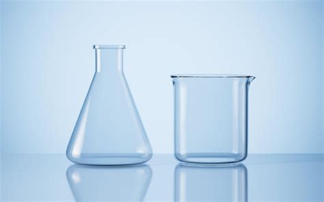 Premium Photo Empty Conical Flask And Beaker On The Desk In The Lab D Rendering