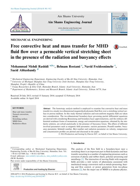 Pdf Free Convective Heat And Mass Transfer For Mhd Fluid Flow Over A Permeable Vertical