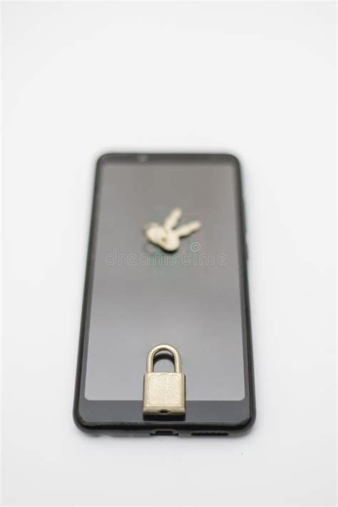 Electronic Security And Data Protection Concept Mobile Phone And Key Lock Stock Image Image