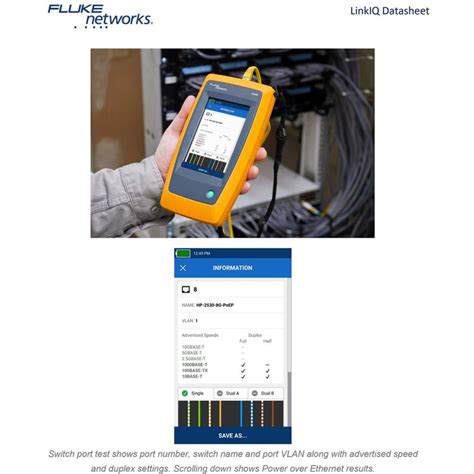 Fluke Networks Linkiq Cable Network Tester With Poe Load Test 10g S