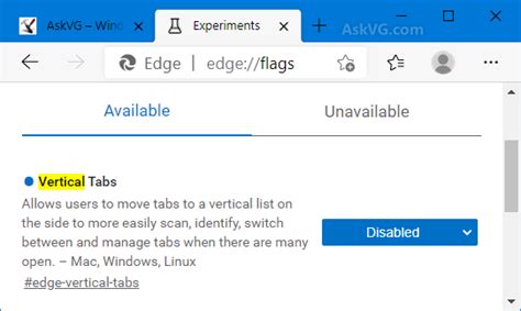 How To Remove Vertical Tabs Button From Microsoft Edge Toolbar Askvg
