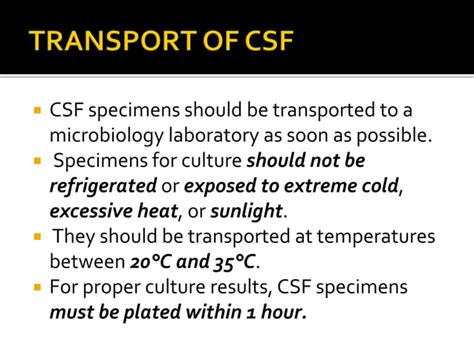 Collection Transport And Processing Of Clinical Specimens Csf Pptx