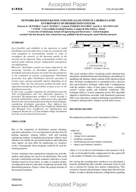 Pdf Network Reconfiguration And Loss Allocation In A Deregulated Environment Of Distribution