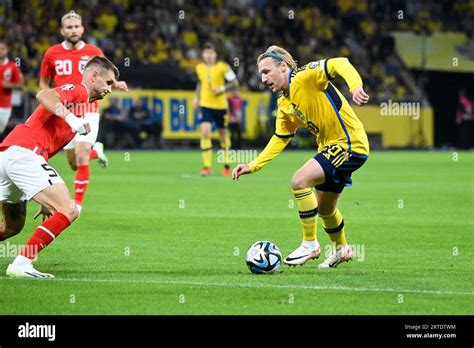 Austrias Stefan Posch L And Swedens Emil Forsberg In Action During