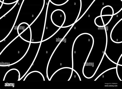Black And White Line Doodle Squiggle Seamless Pattern Creative Abstract Scribble Style Drawing