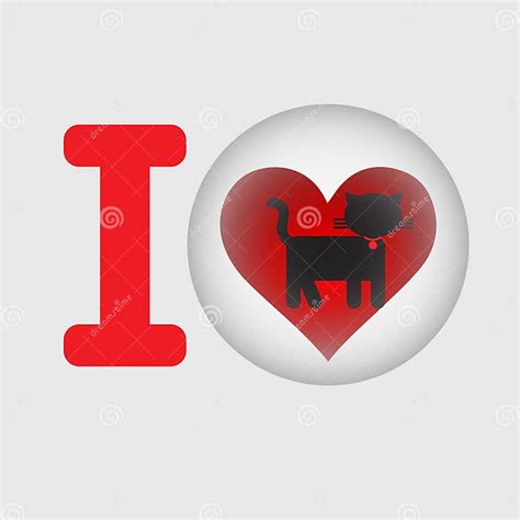 I Love Black Cats Concept With A Heart And The Silhouette Of A Black