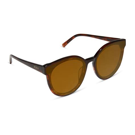 Gemma Round Sunglasses Sequoia Tortoise And Brown Gold Flash Diff Eyewear