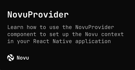 NovuProvider Novu Documentation