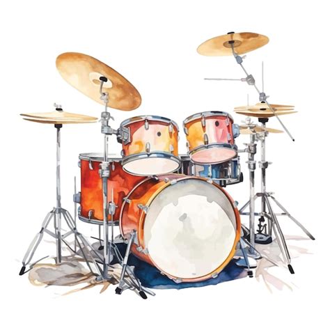 Premium Vector Watercolor Drum Set On White Background