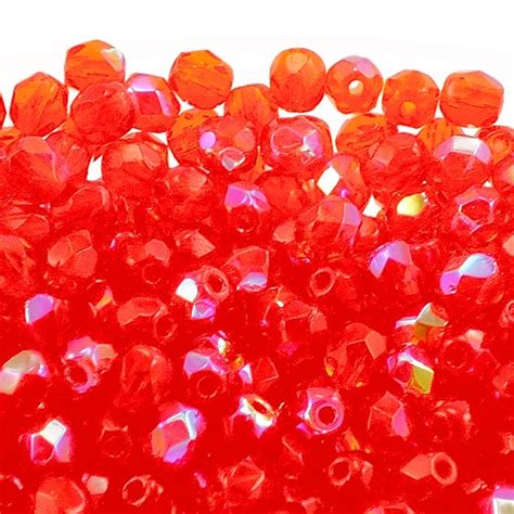 4mm Czech Faceted Round Glass Bead Hyacinth Ab The Bead Shop