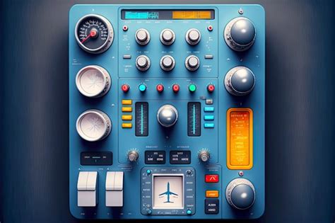 Premium Photo Modern Control Panel Of Airplane Cockpit With Buttons And Levers On Blue Background