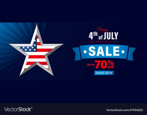 4th Of July Sale Banner For Idependence Day Vector Image