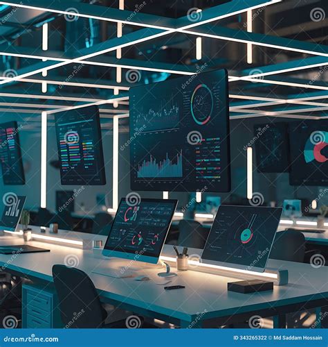 High-Tech Control Room with Data Dashboards, Global Analytics, and AI ...