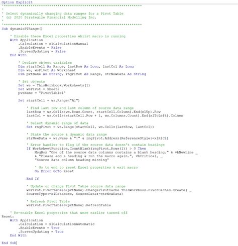 Excel Vba Dynamic Ranges In A Pivot Table Spreadsheet Vault