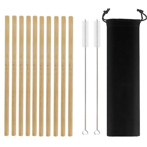 10pcs Natural Bamboo Straw 20cm Reusable Drinking Vicedeal